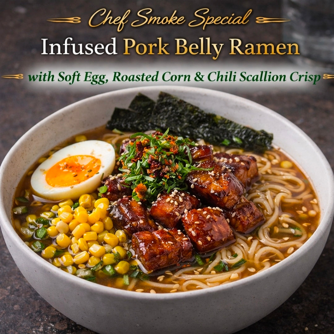 Chef Smoke Special: Infused Pork Belly Ramen with Soft Egg, Roasted Co ...